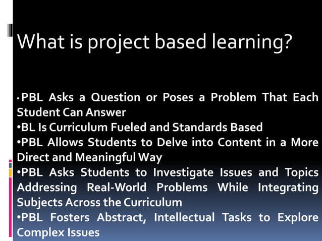 Project Based Learning Strategy Ppt