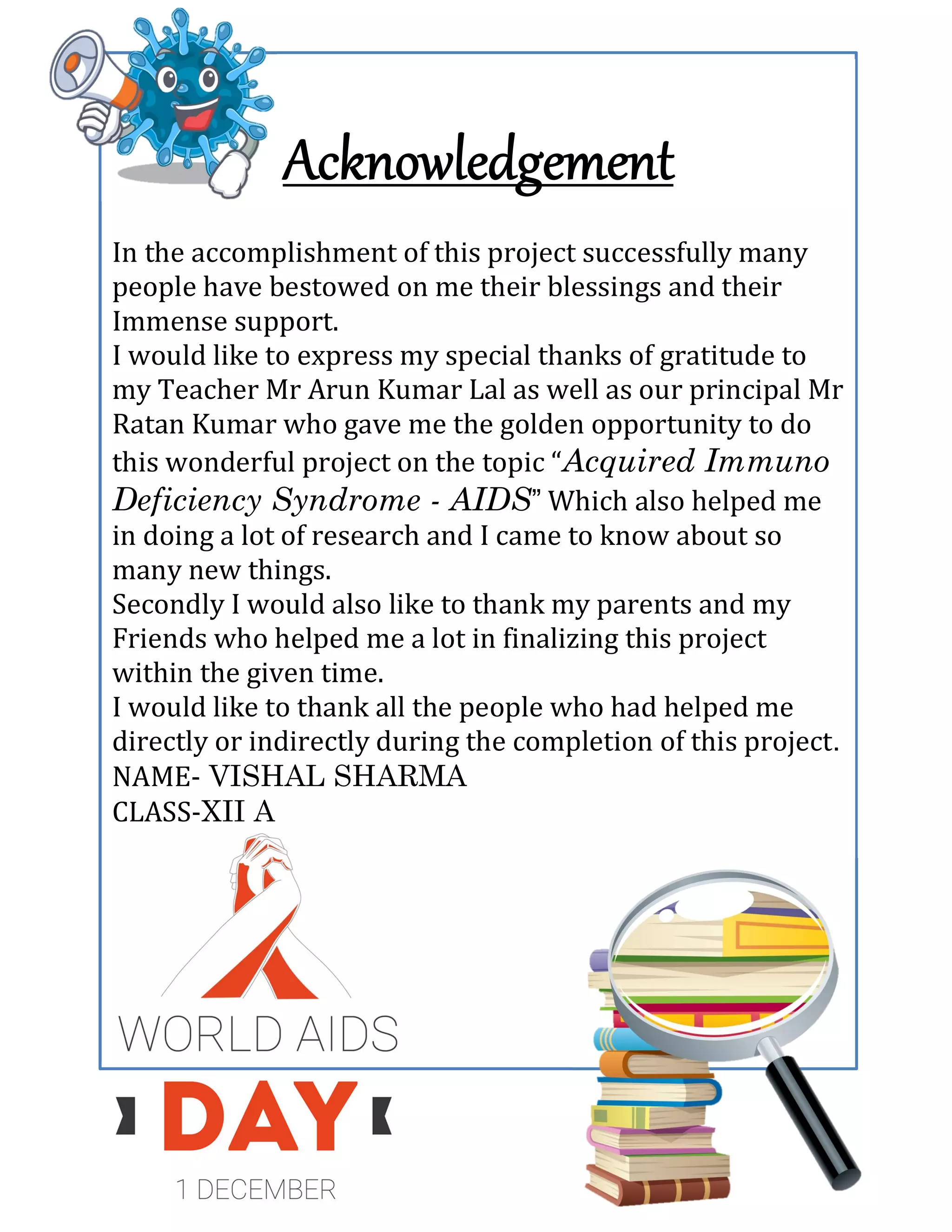 Investigatory Project on Aids | PDF
