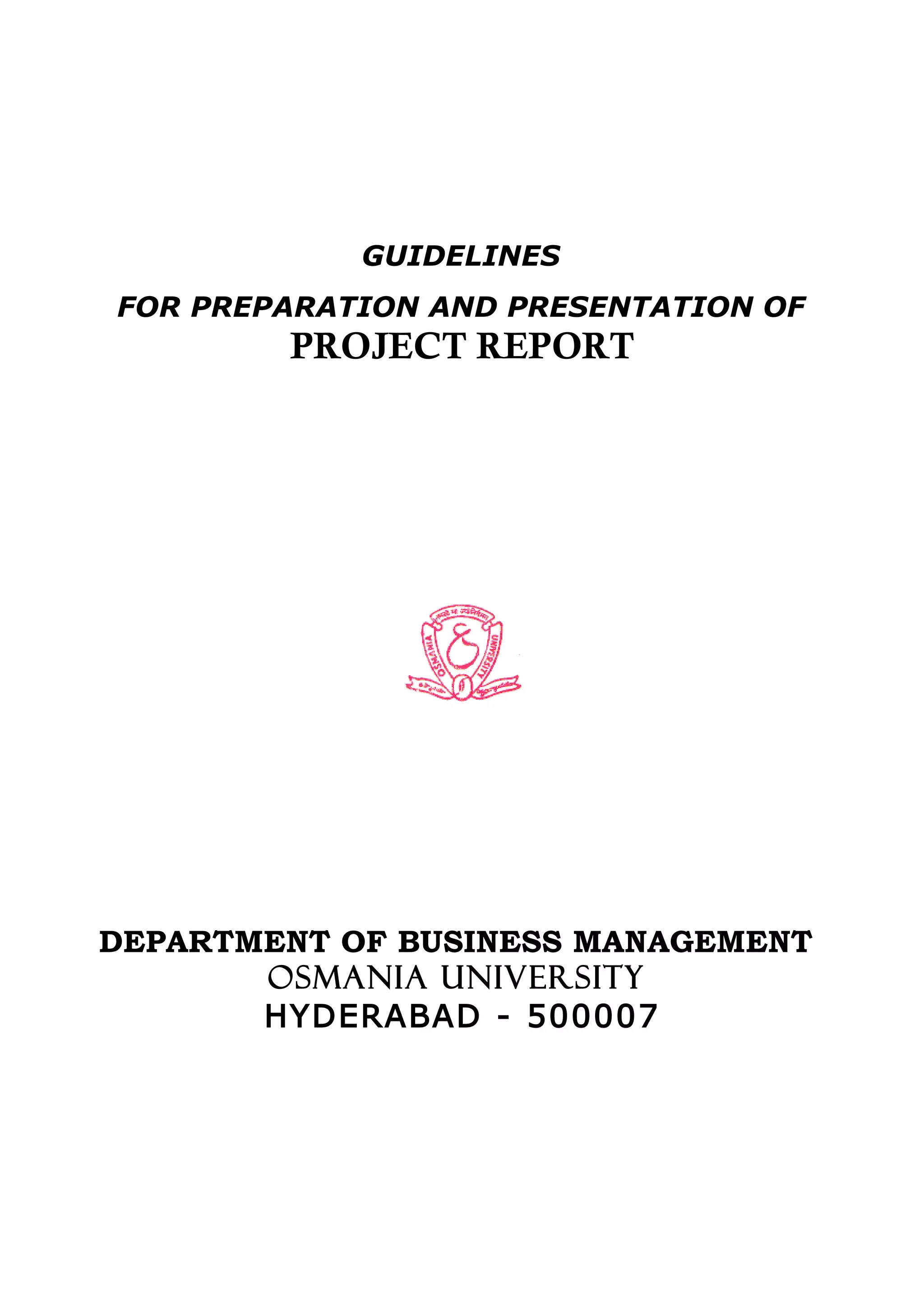MBA Project Report as per Osmania University | DOC