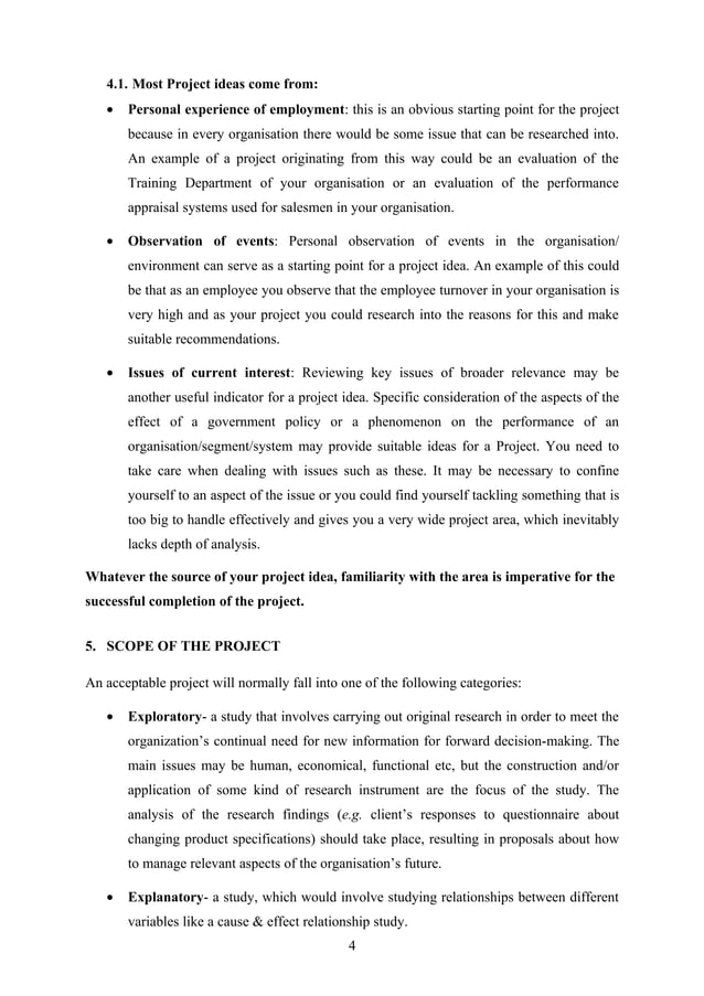 MBA Project Report as per Osmania University | DOC