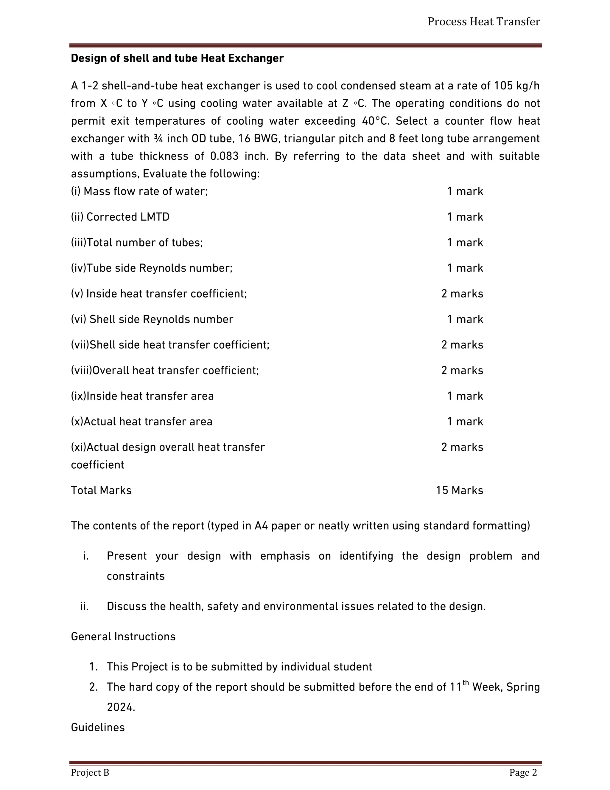 Project process heat transfer , design a shell and tube | PDF