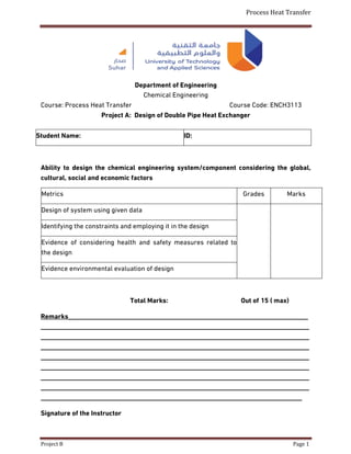 Project process heat transfer , design a shell and tube | PDF