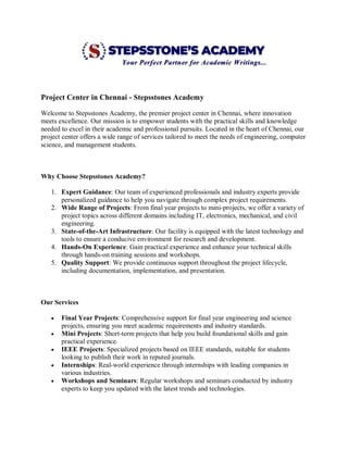 MBA Project Center in Chennai | StepsStone’s Academy | PDF