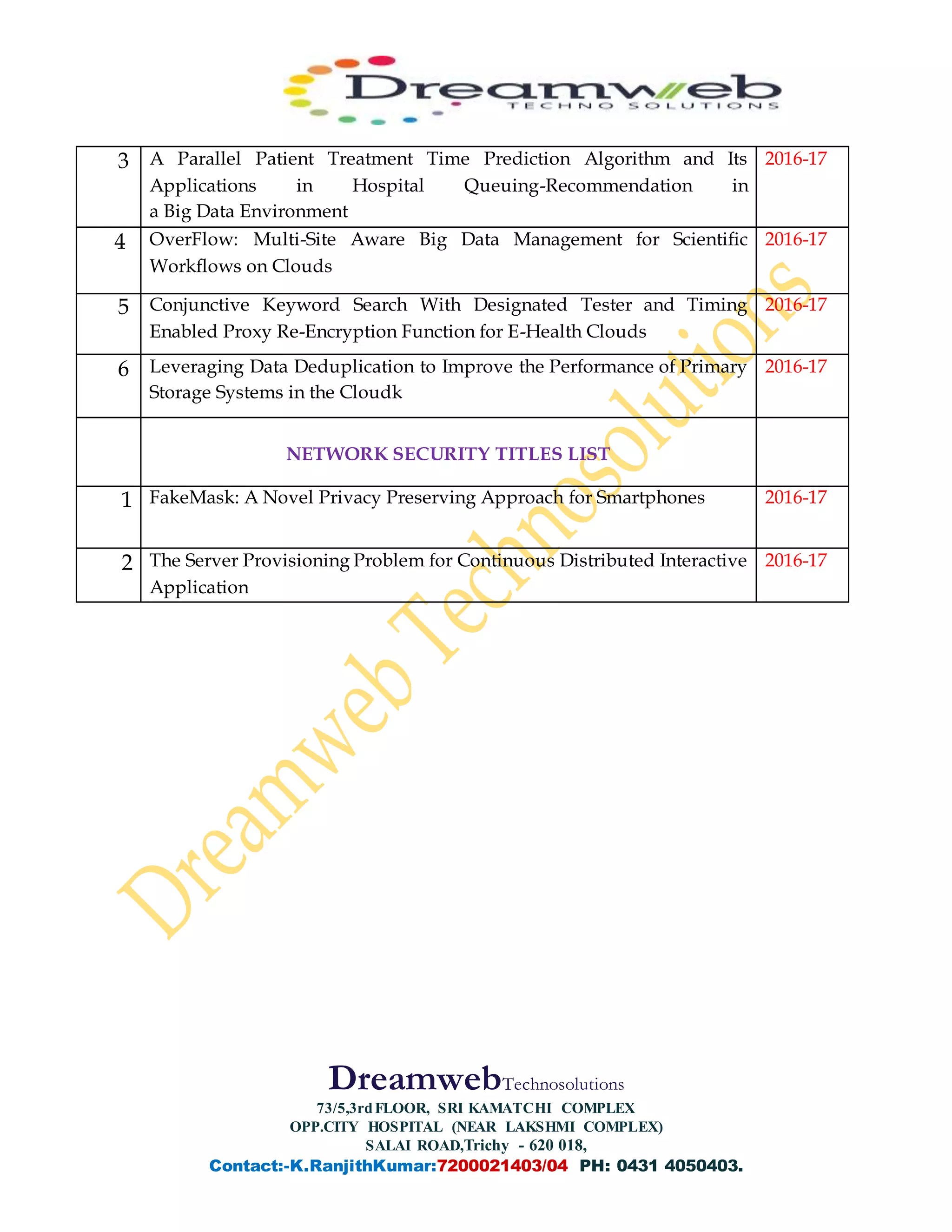 Project center in trichy @ieee 2016 titles for java and dotnet | PDF