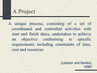 project analysis and management for the masters students. | PPT