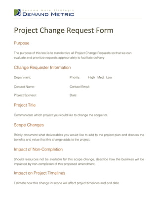 Project Change Request Form | DOC