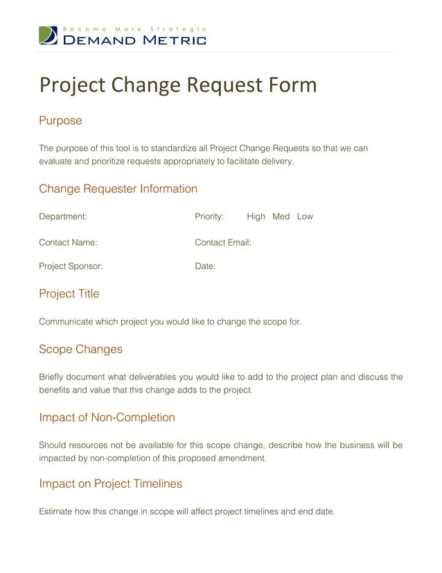 Project Change Request Form | DOC
