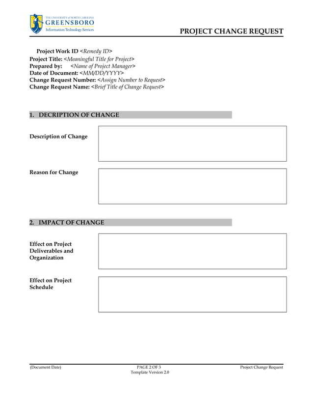Project change request template v2.0 | PDF