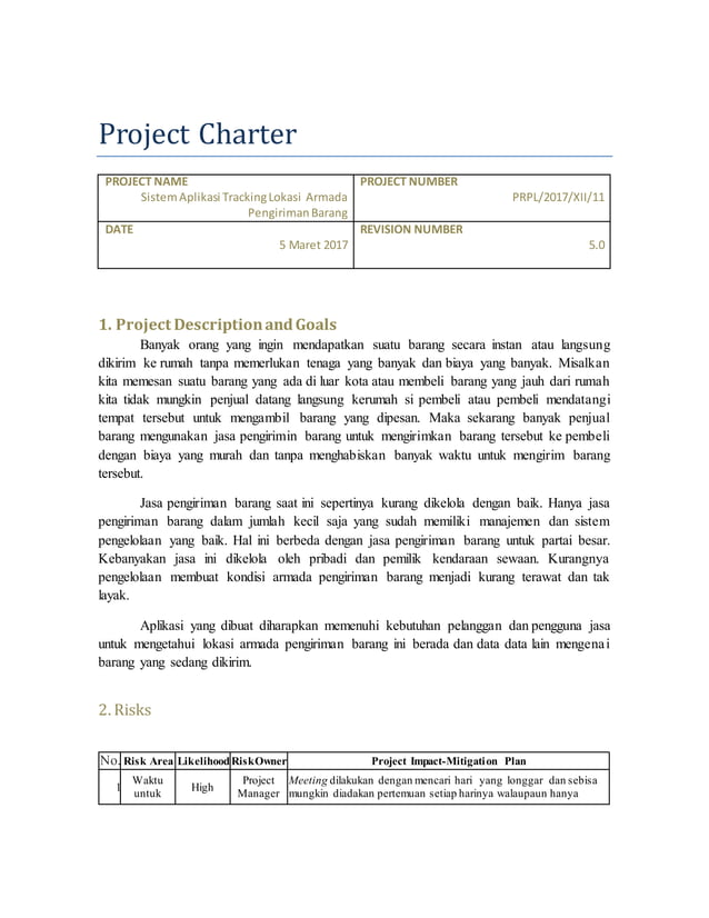 Projectcharter | PDF