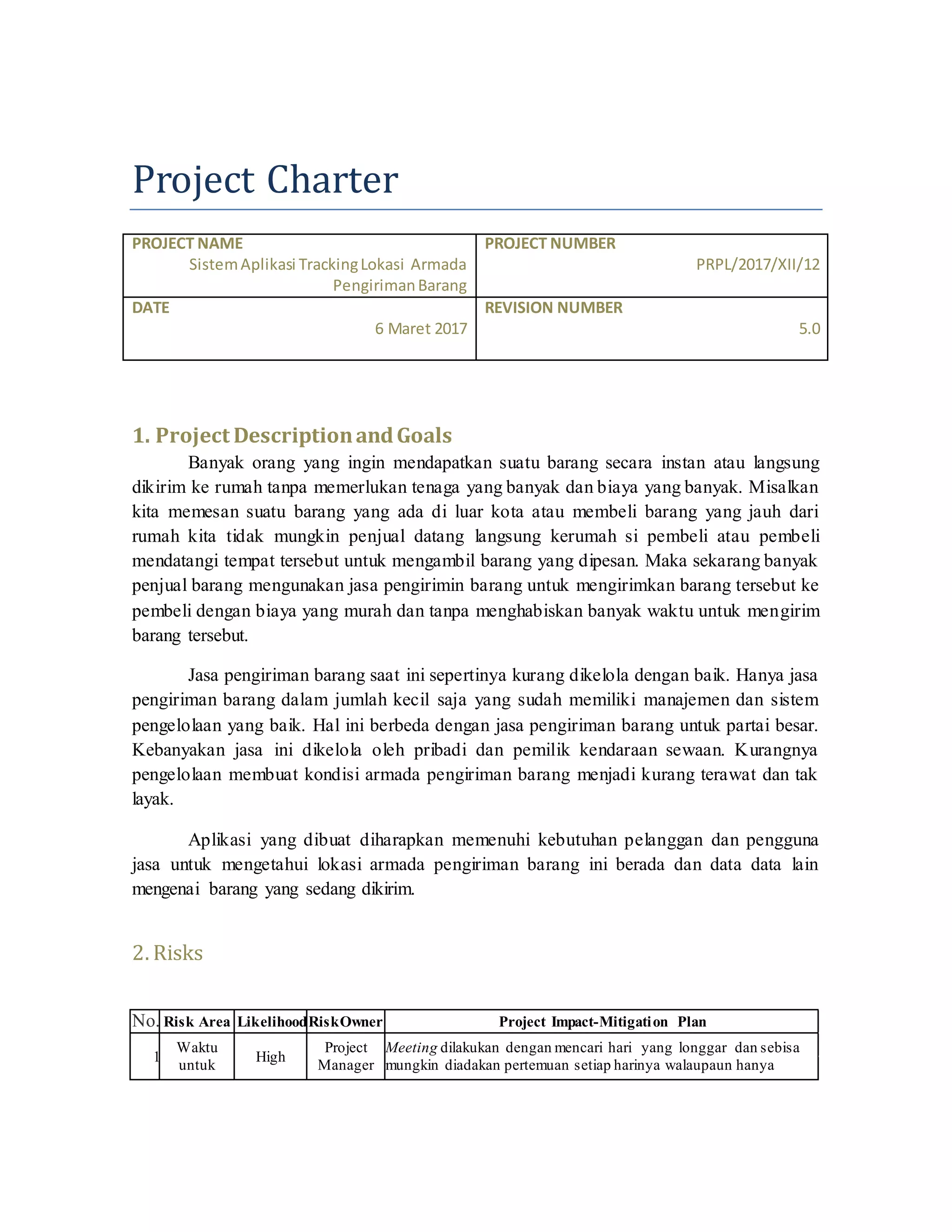 Project charter | DOCX