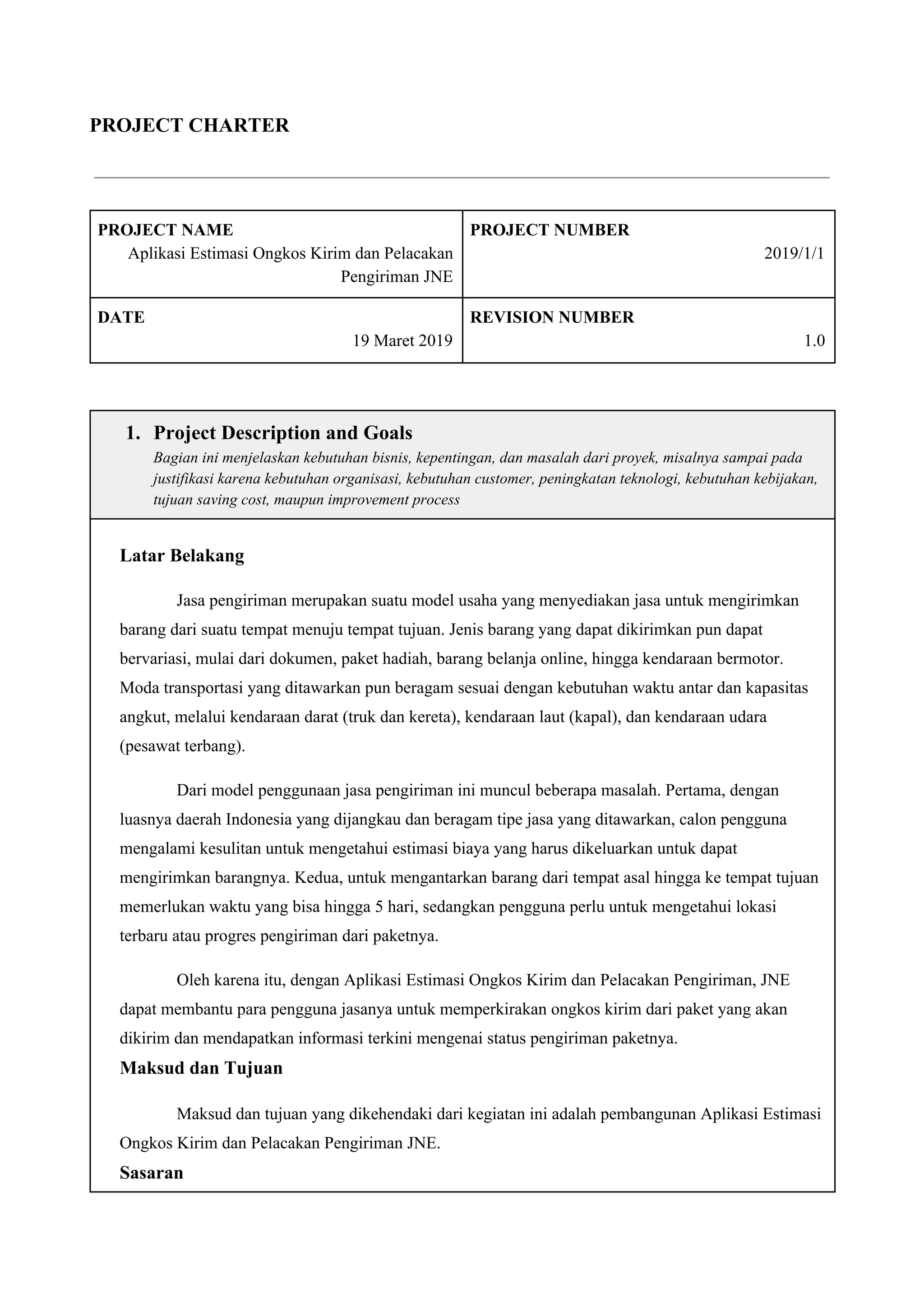 Project charter | PDF