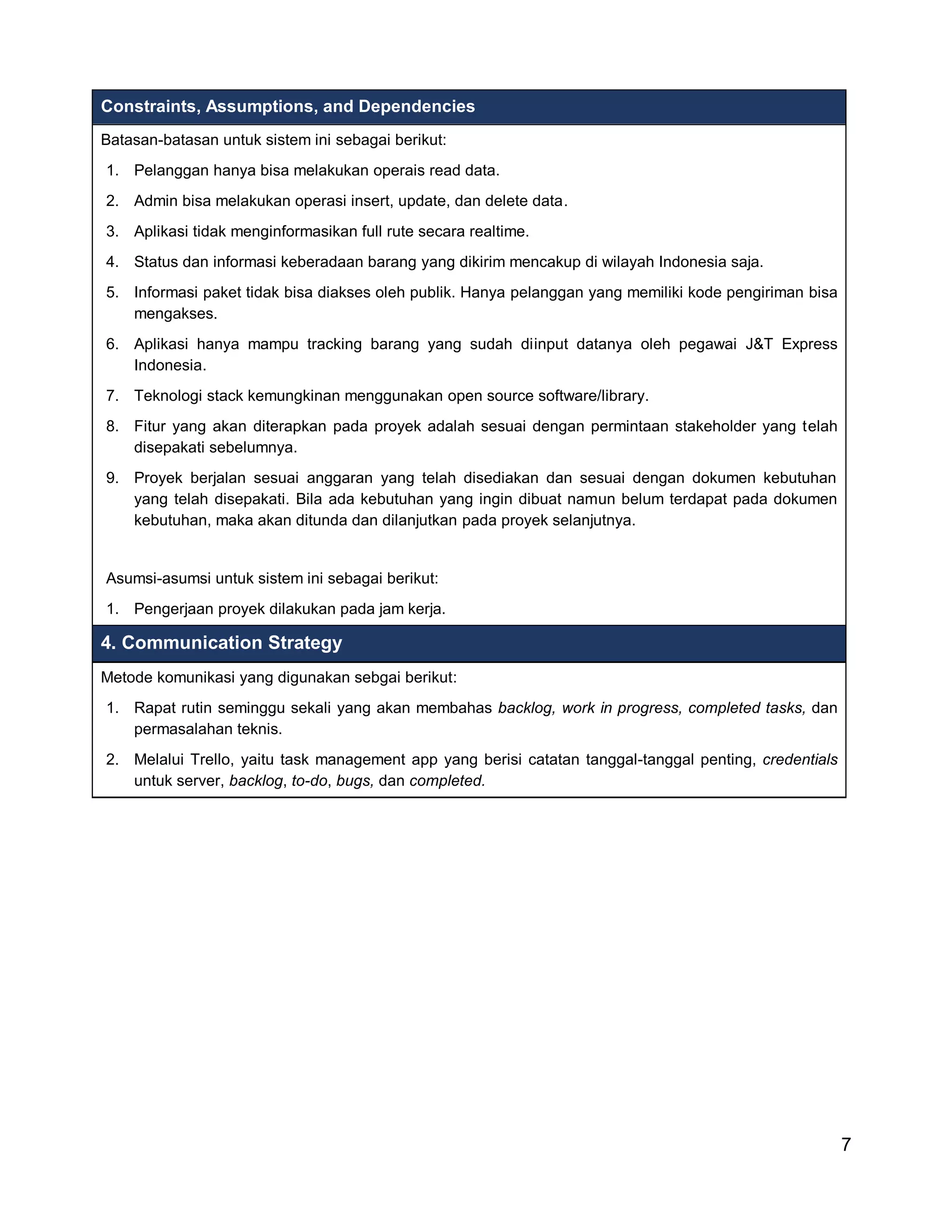 Project Charter Aplikasi Tracking Barang | PDF