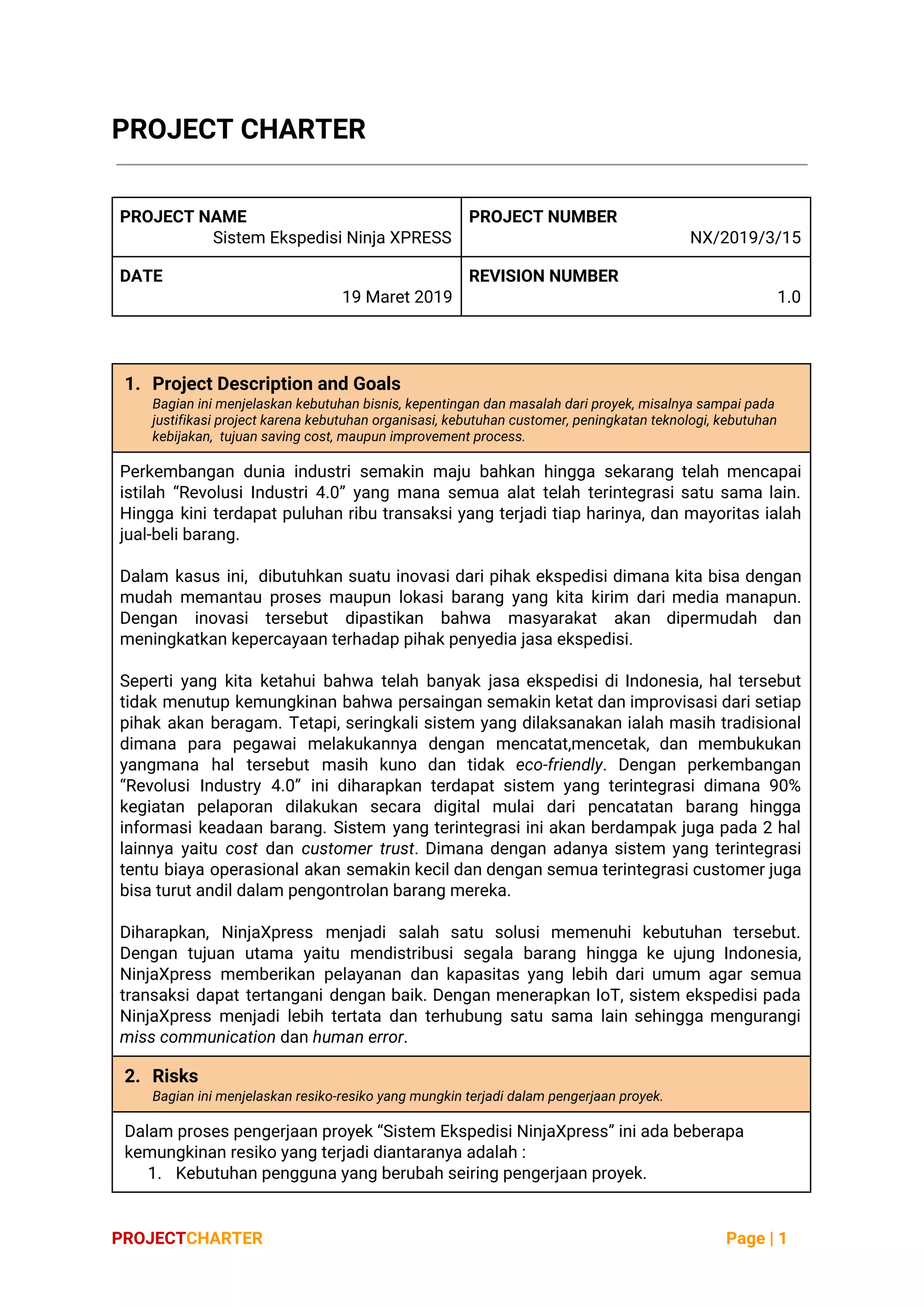 Project charter | PDF