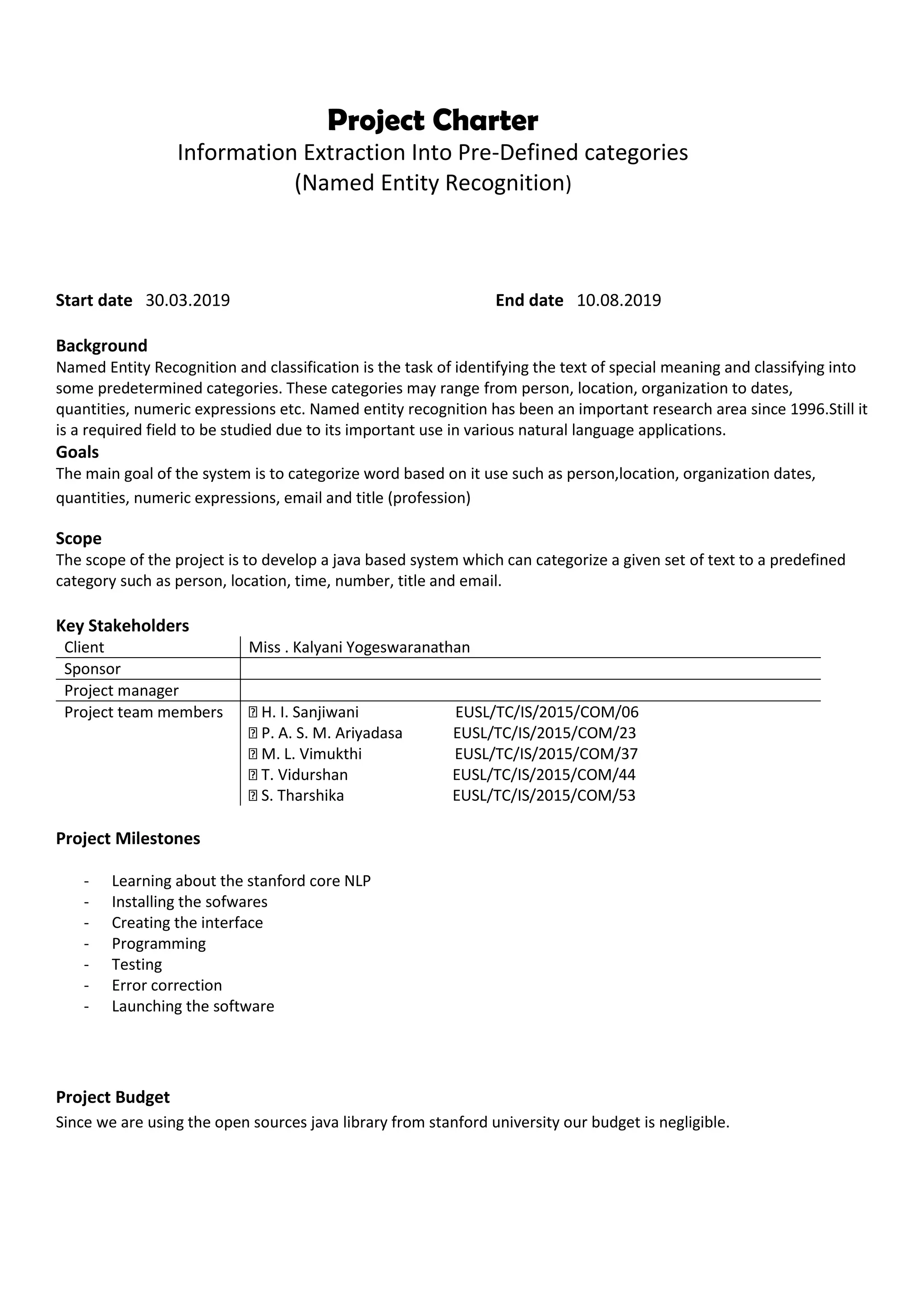 Project charter | PDF