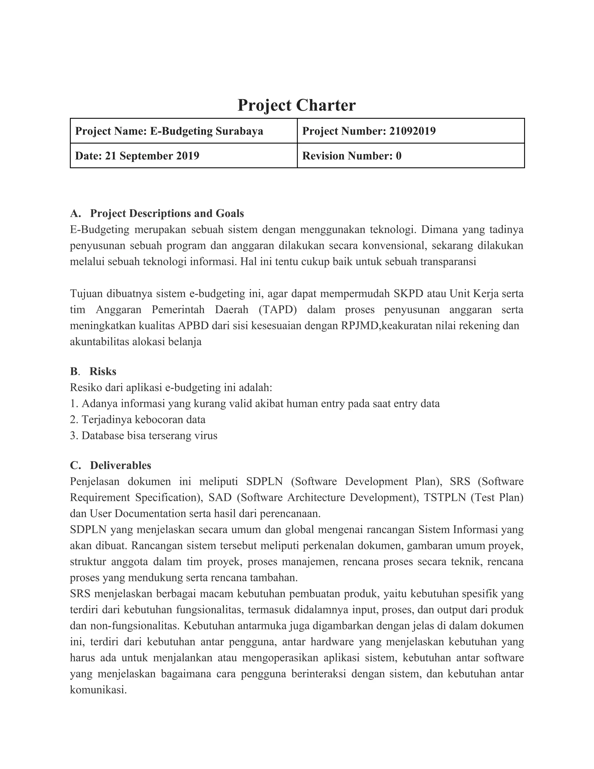 Project charter | PDF