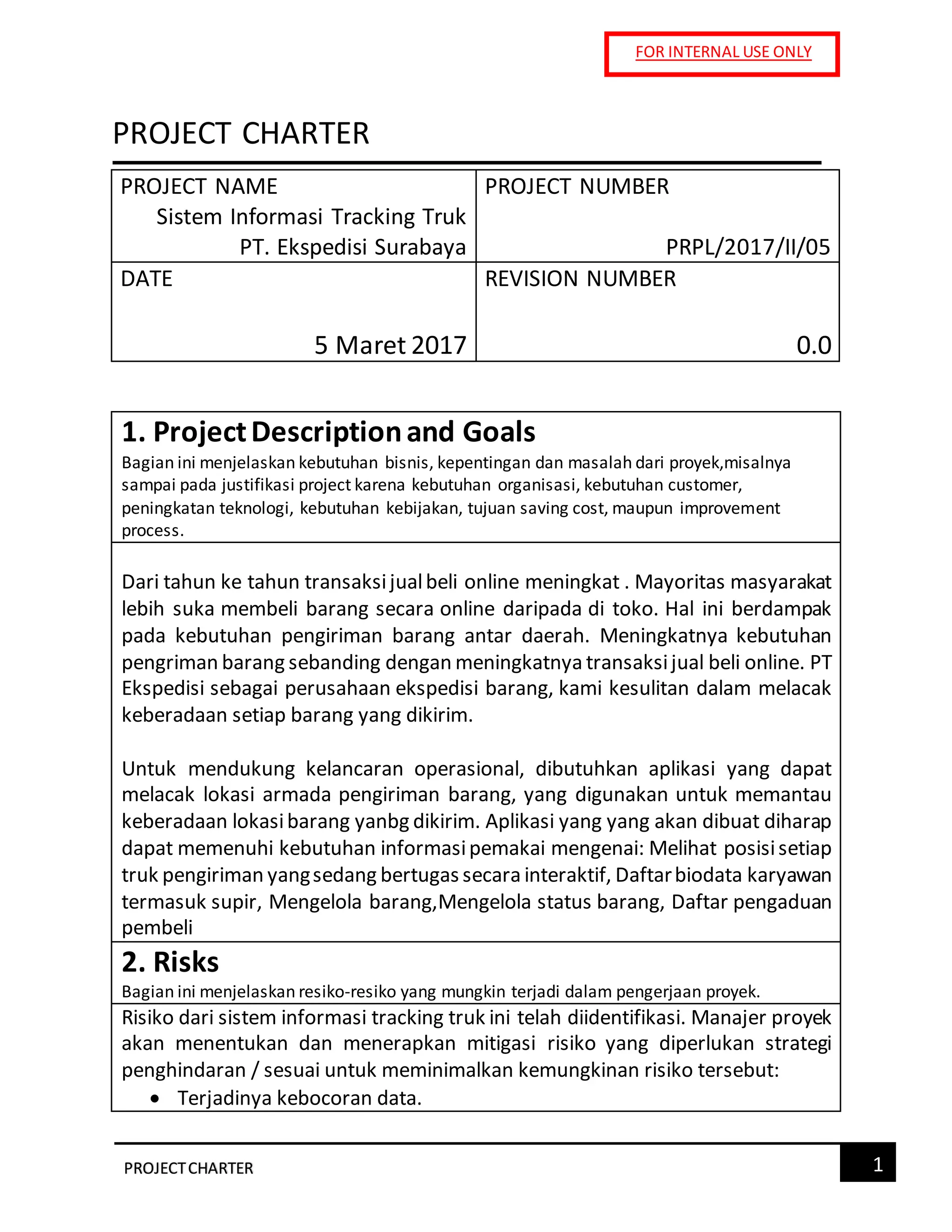 Project charter 5114100043 | DOCX