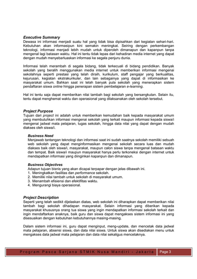 Project charter tugas uas project management | PDF