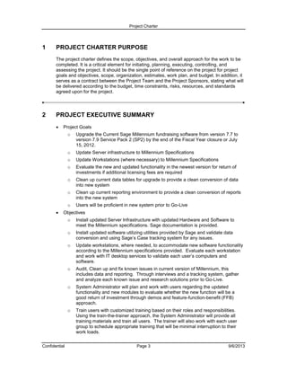 Project charter and plan document for millennium upgrade | PDF