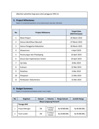 Project Charter Human Resource Information System | PDF