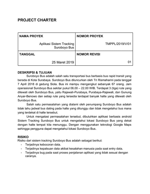 Project charter kelompok 5 kelompok 6 | PDF