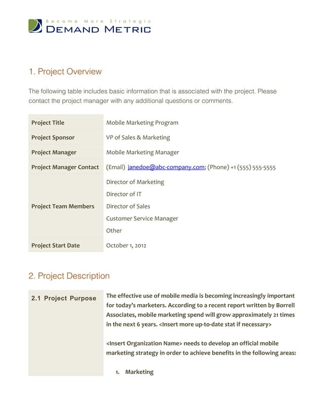 Project Charter Template | DOC