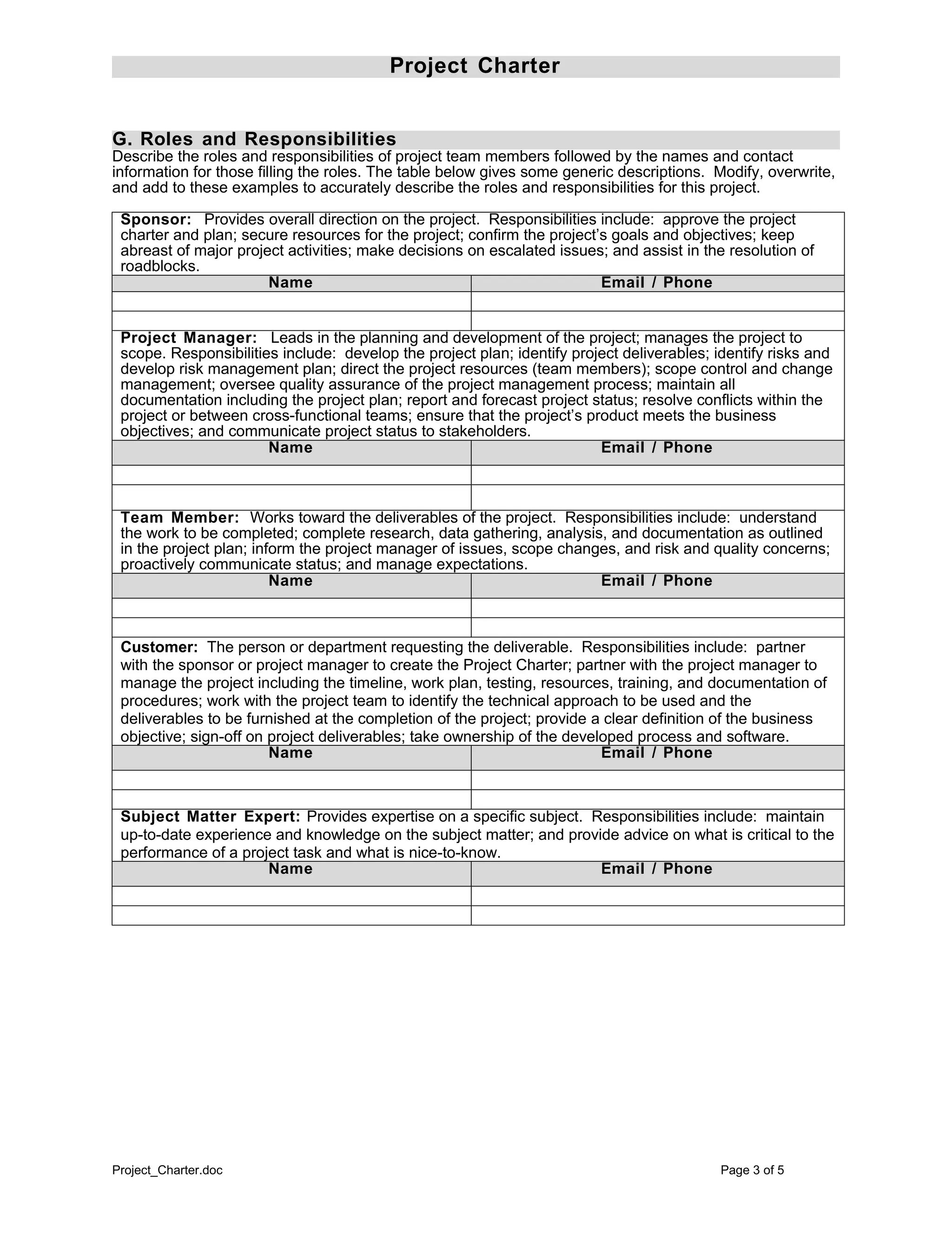 Project Charter Template | DOC