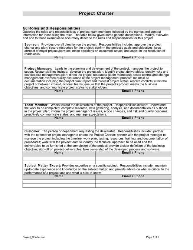 Project Charter Template | DOC