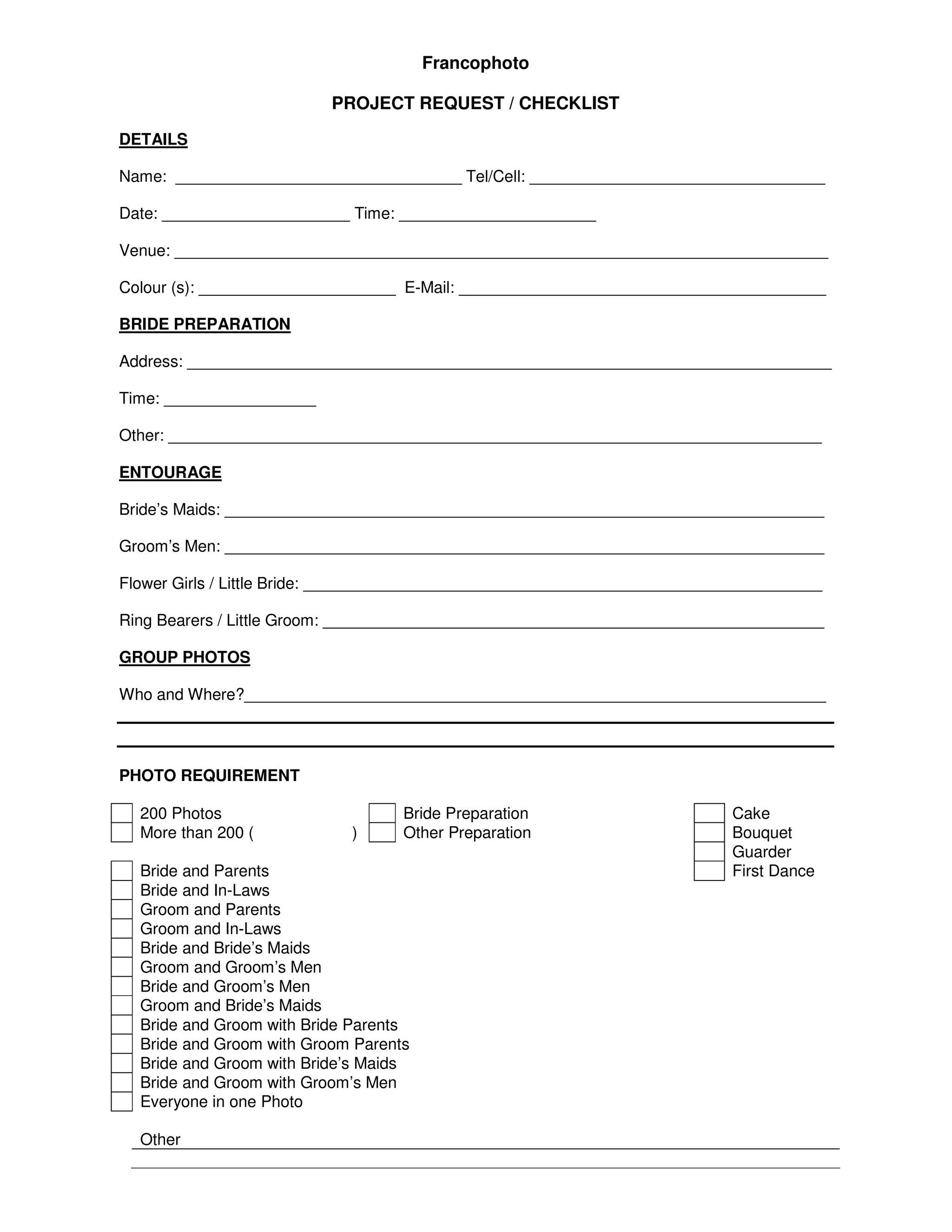 Project Checklist | PDF | Wedding | Personal Celebrations & Life Events