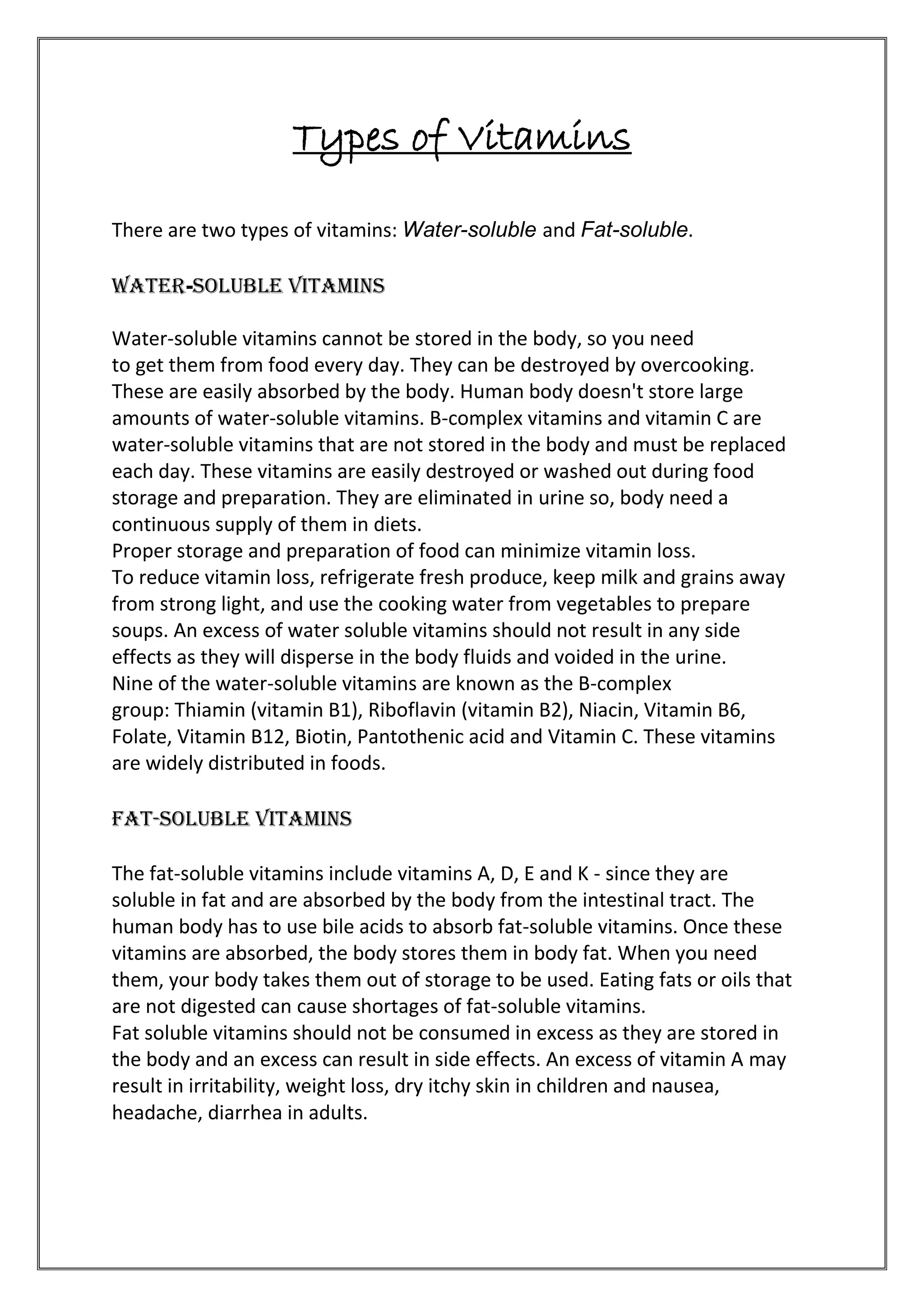 Project chemistry on vitamins | PDF