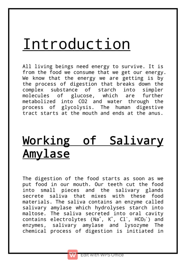 The effect of temperature activity of salivary amylase on starch.pdf | Chemistry | Science