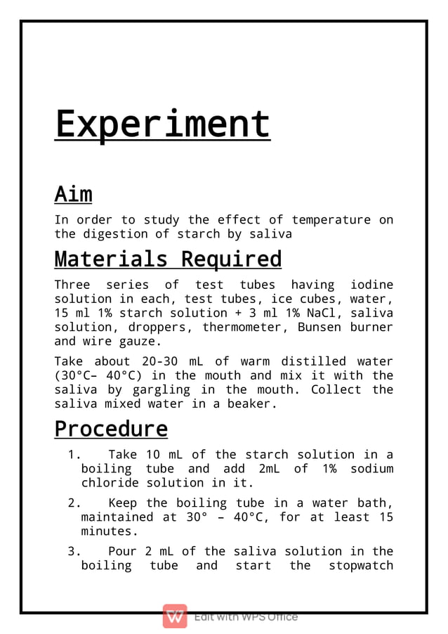 The effect of temperature activity of salivary amylase on starch.pdf ...