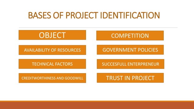 PROJECT CLASSIFICATION, IDENTIFICATION, FORMULATION