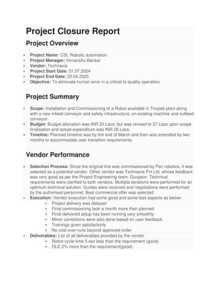 Pick and Place Robotic Automation Project Closure Report.docx