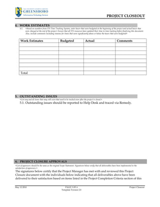 Project closure template v3.0 | PDF