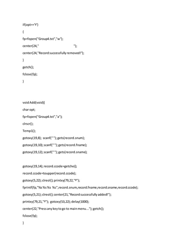 Project code for Project on Student information management system | DOCX