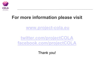 Project COLA - Cloud Orchestration at the Level of Application - Introduction and Project ...