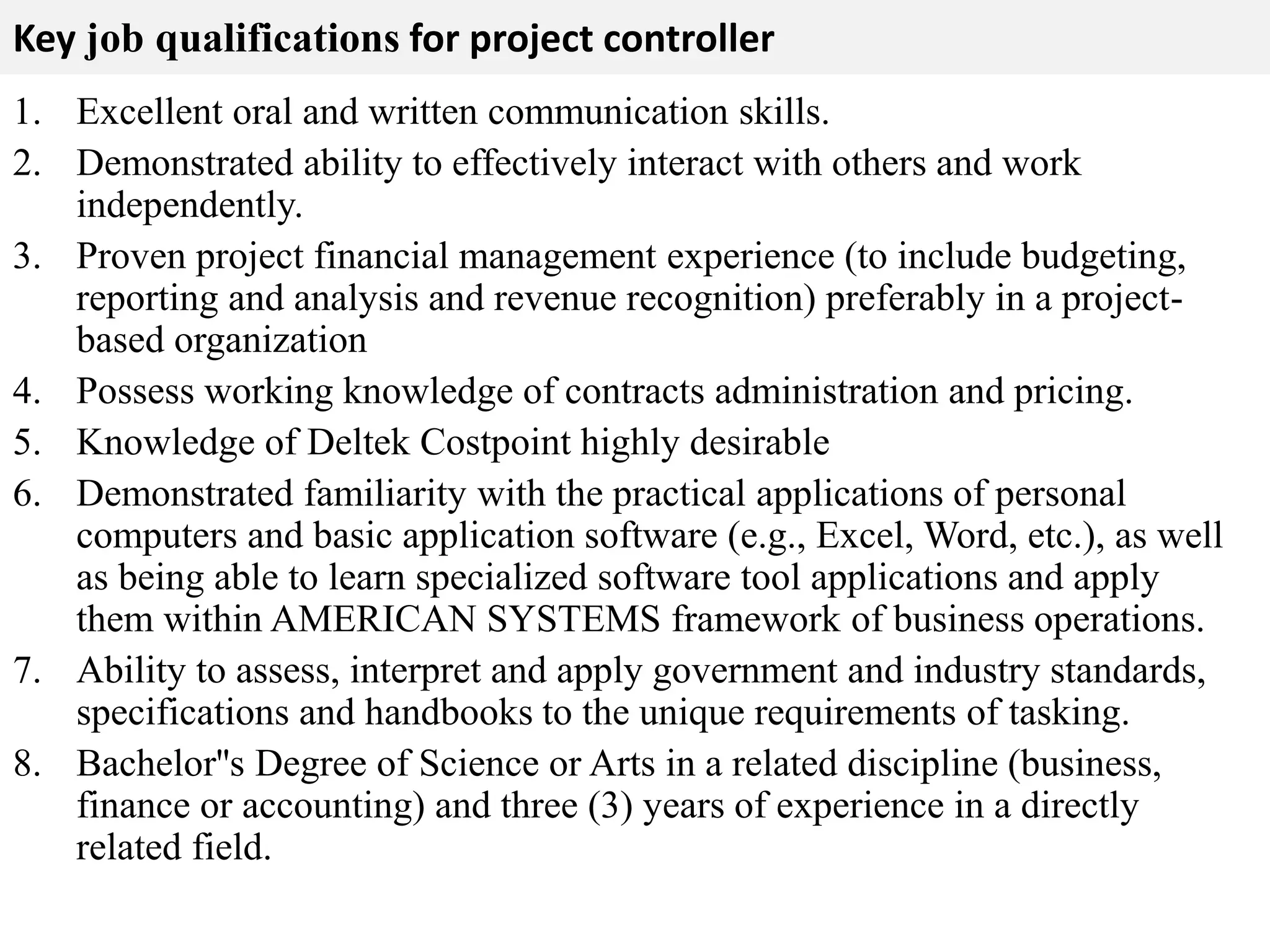Project controller job description | PPT