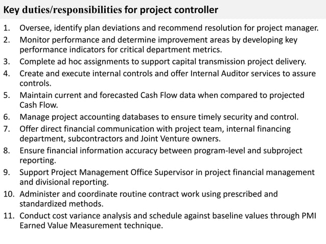 Project controller job description | PPTX