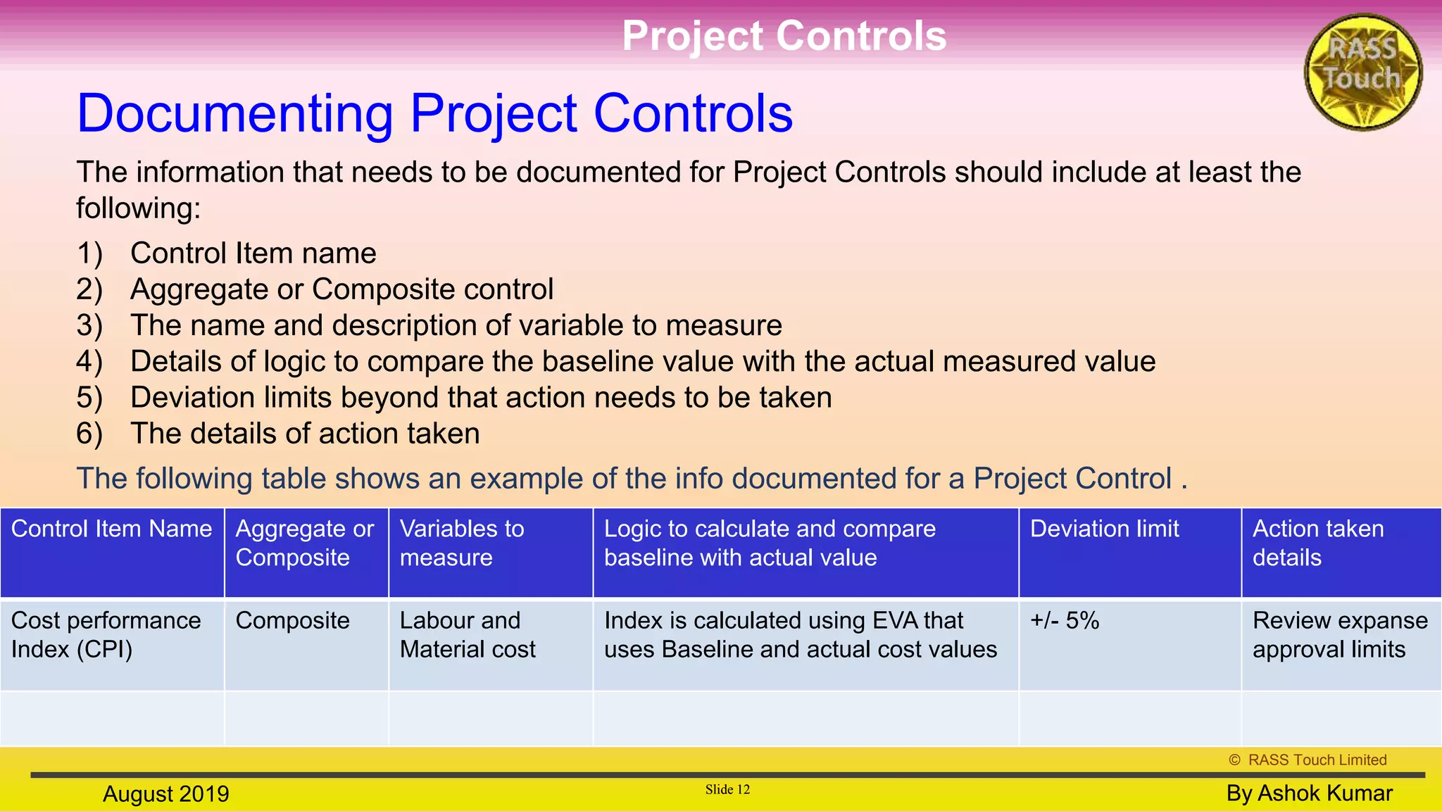 Project controls | PPTX