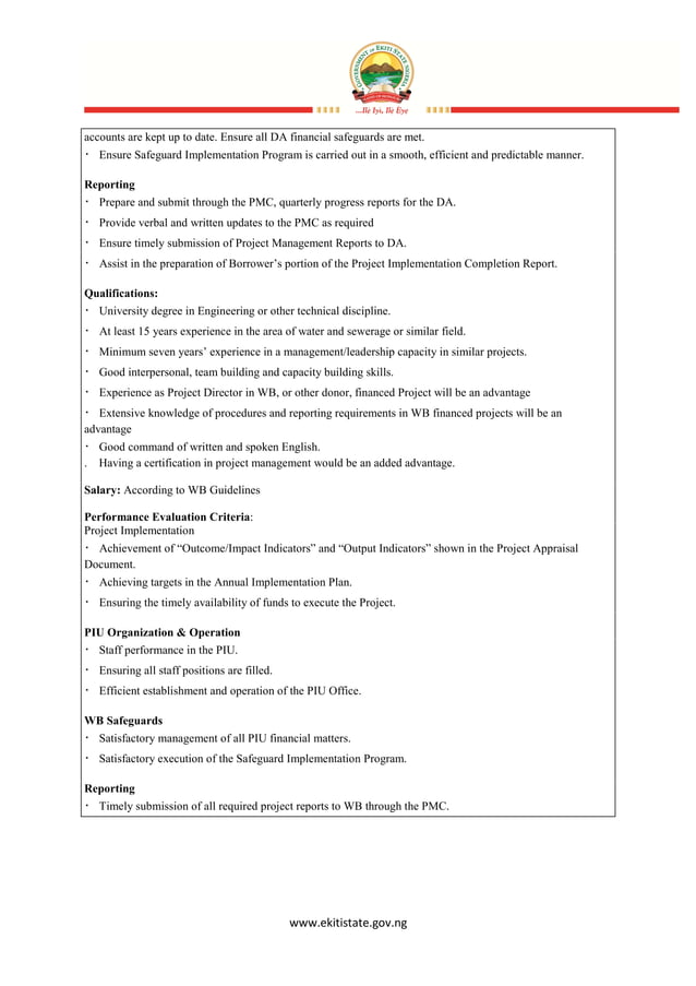 Project Coordinator (PC) - Staff Terms Of Reference Copy | PDF