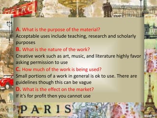 Final Copy French Culture Project and copyright use | PPT