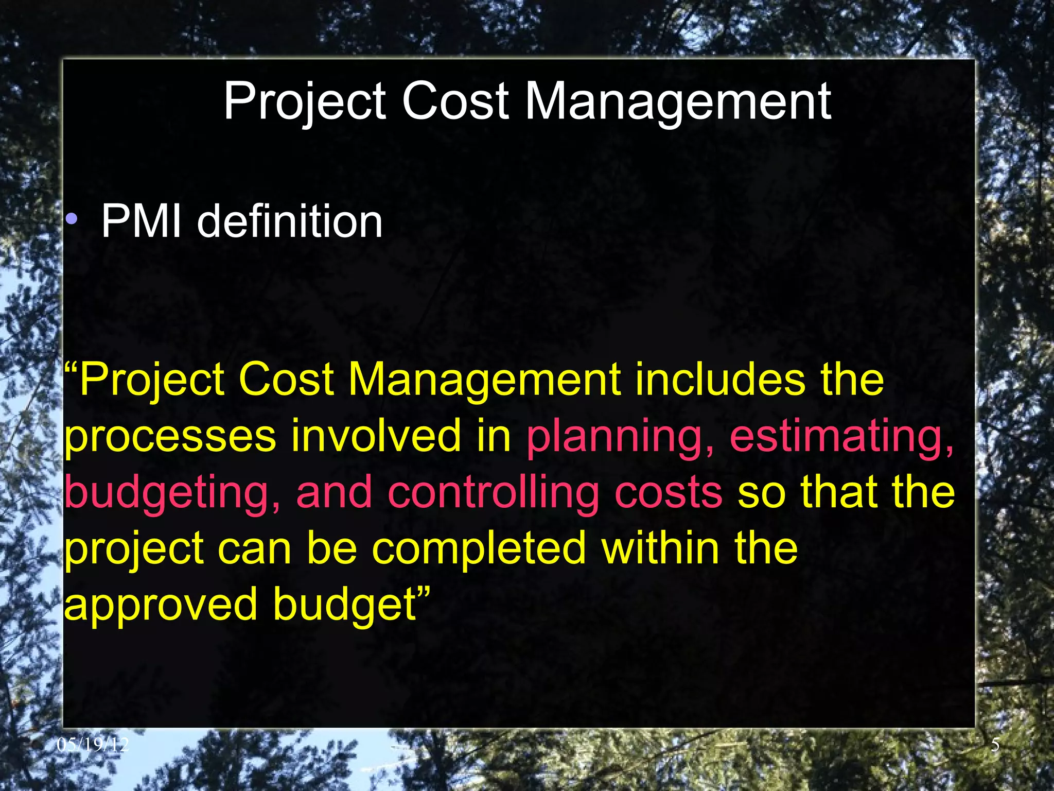 Project cost management-slides | PPT