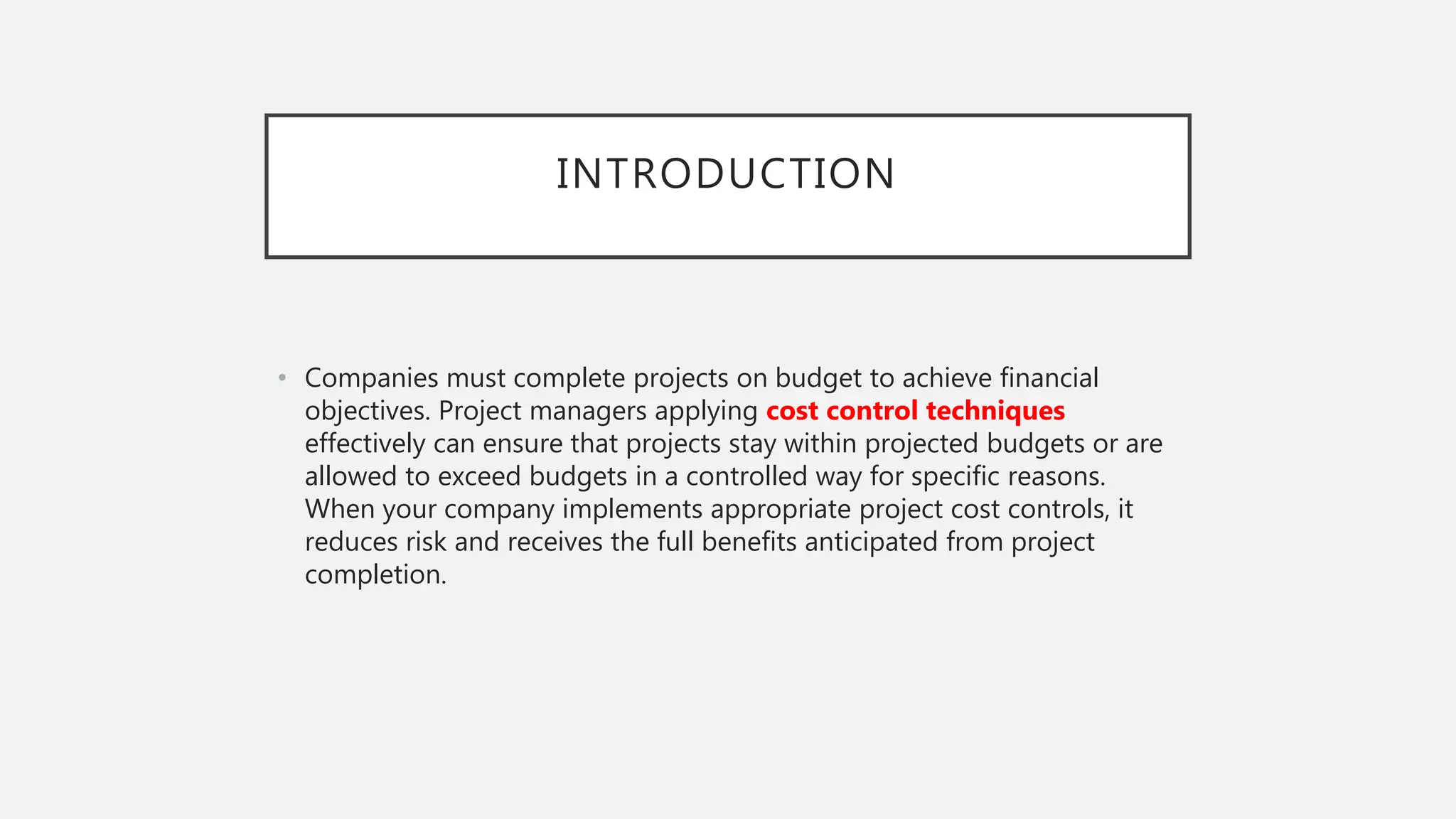 Project Cost Control Techniques Pptx