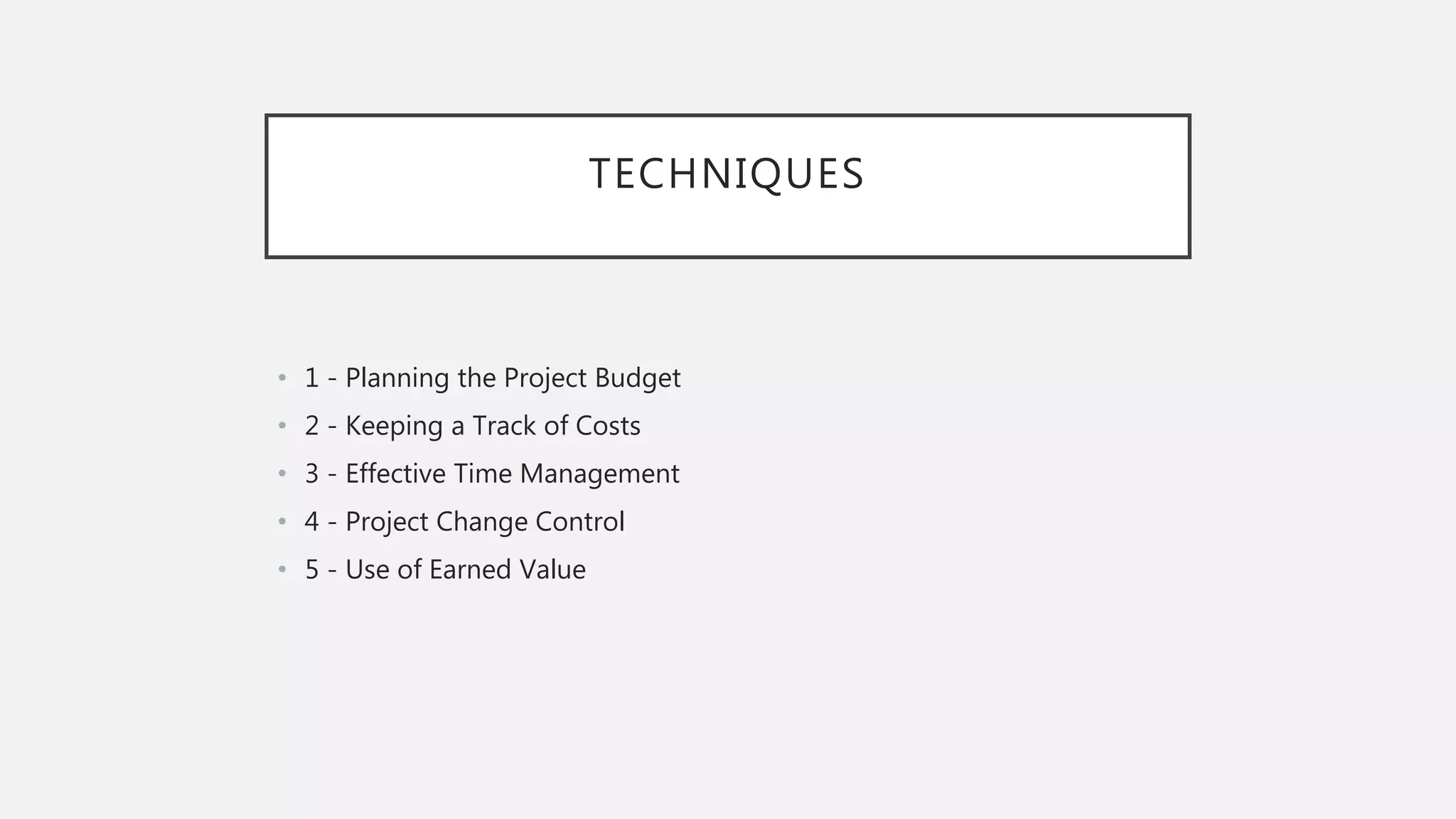 Project cost control techniques | PPTX