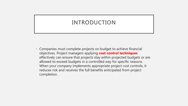 Project cost control techniques | PPTX