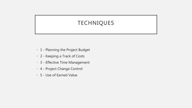 Project cost control techniques | PPTX