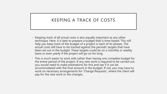 Project cost control techniques | PPTX