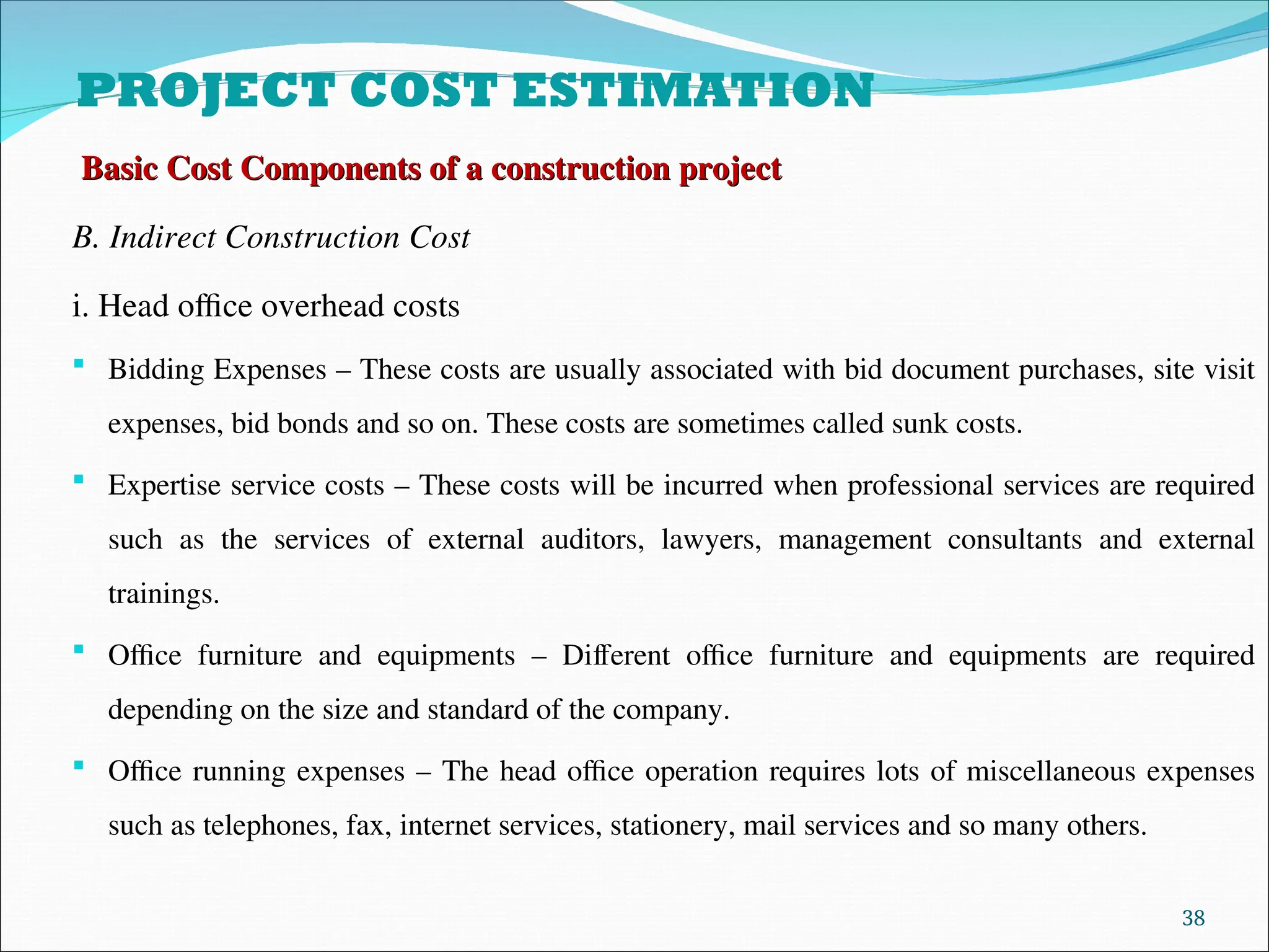 projects of civil works Cost Estimation.ppt