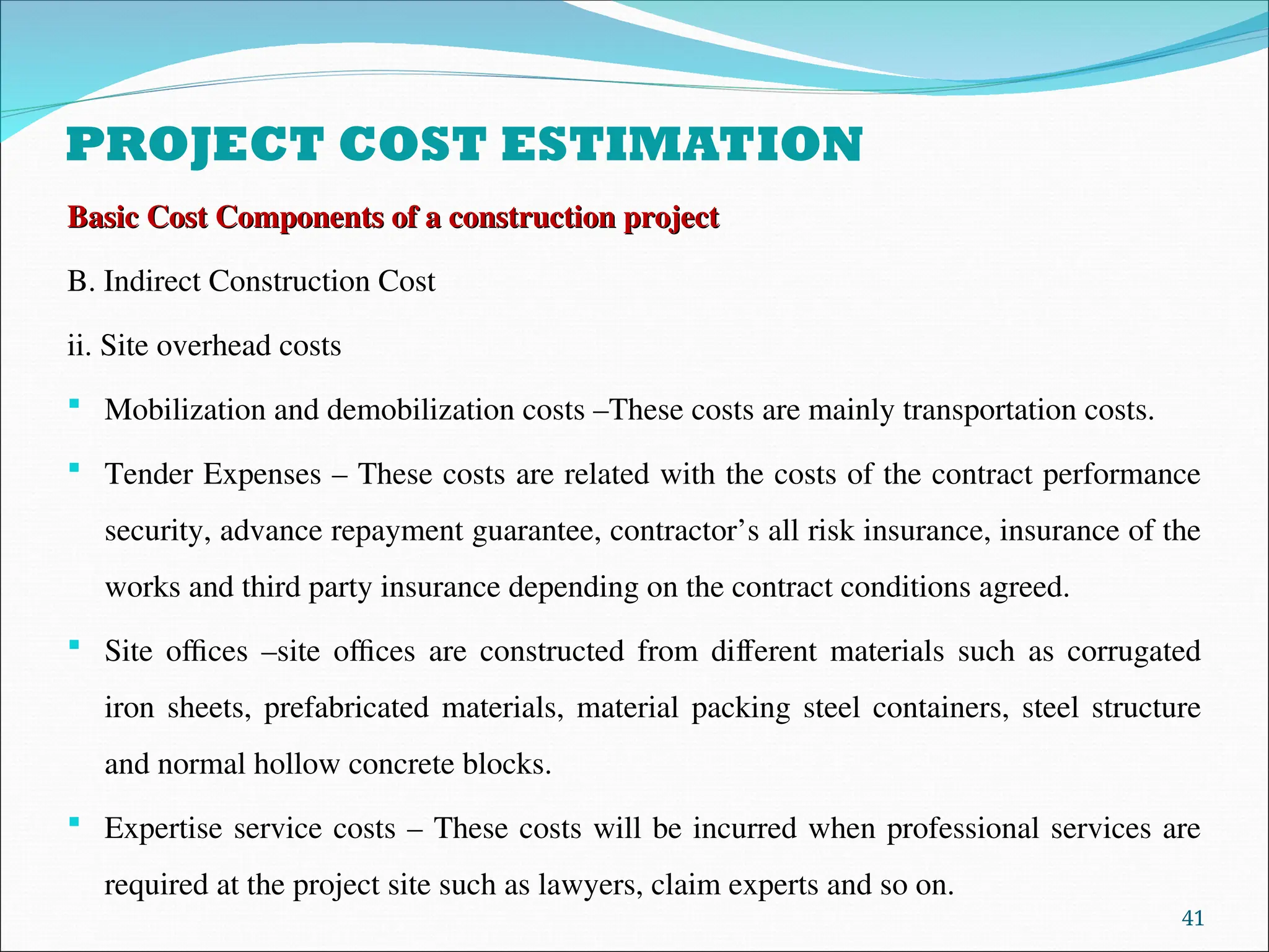 projects of civil works Cost Estimation.ppt
