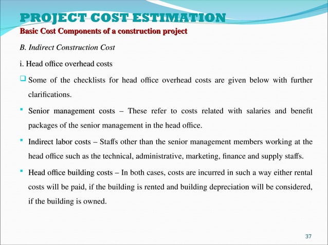 projects of civil works Cost Estimation.ppt